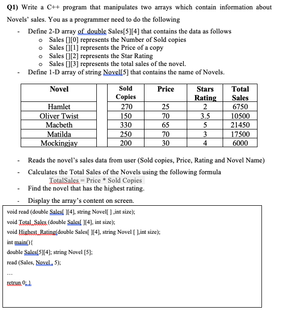 Solved Q1 Write A C Program That Manipulates Two Arrays 