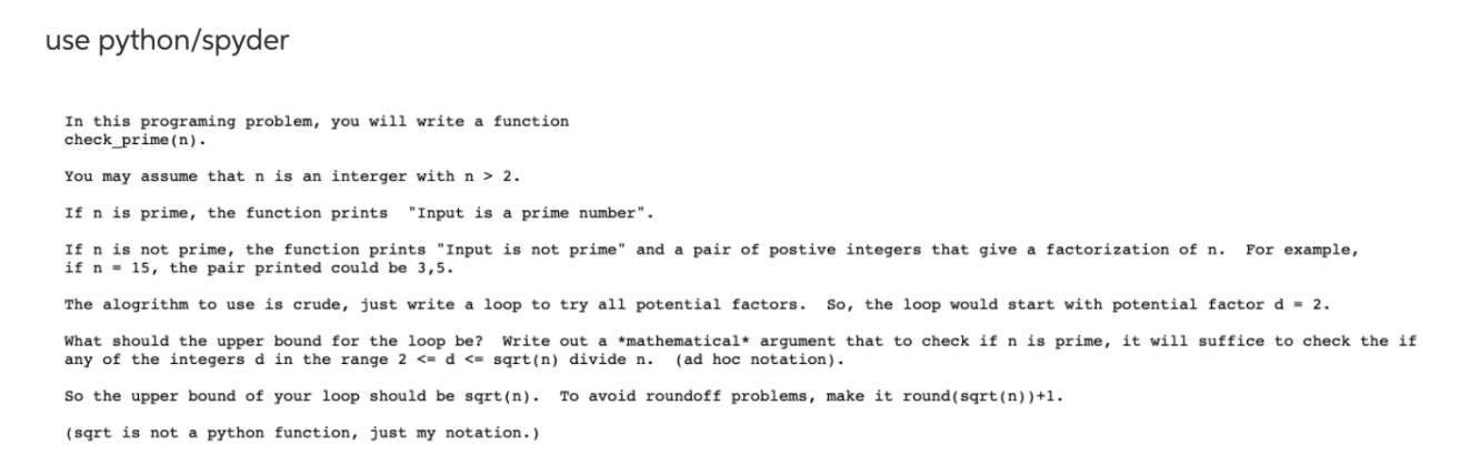 Solved Use Pythonspyder In This Programing Problem You 2796