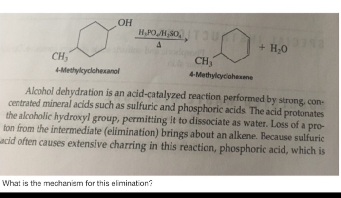Solved OH HyPO/H SO + H20 CH3 4-Methylcyclohexanol CH | Chegg.com
