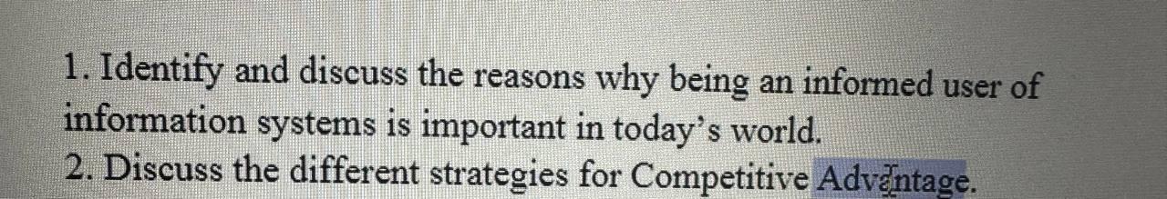 Solved 1. Identify and discuss the reasons why being an | Chegg.com