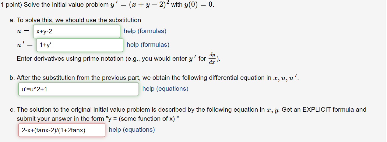 Solved 1 point) Solve the initial value problem y' (x + y − | Chegg.com