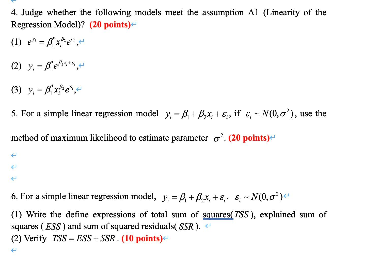 Solved 4. Judge whether the following models meet the | Chegg.com