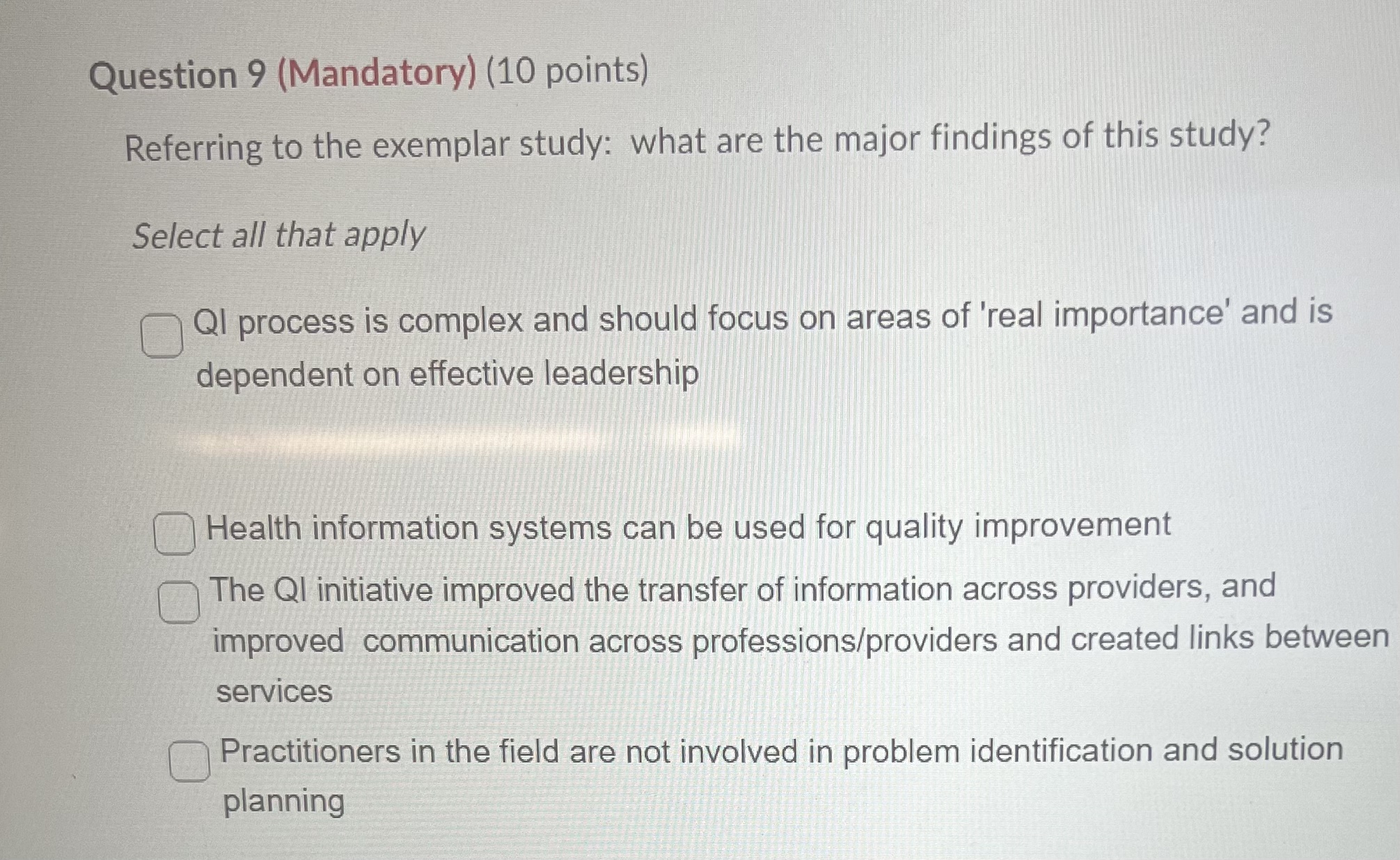 Solved Referring to the exemplar study: what are the major | Chegg.com