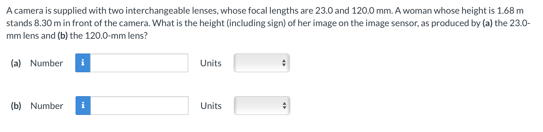 Solved A camera is supplied with two interchangeable lenses, | Chegg.com