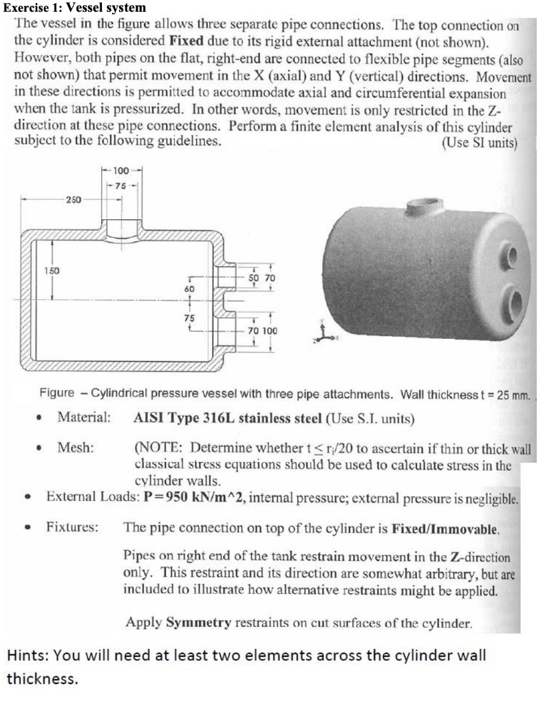 Solved Exercise 1: Vessel system The vessel in the figure | Chegg.com
