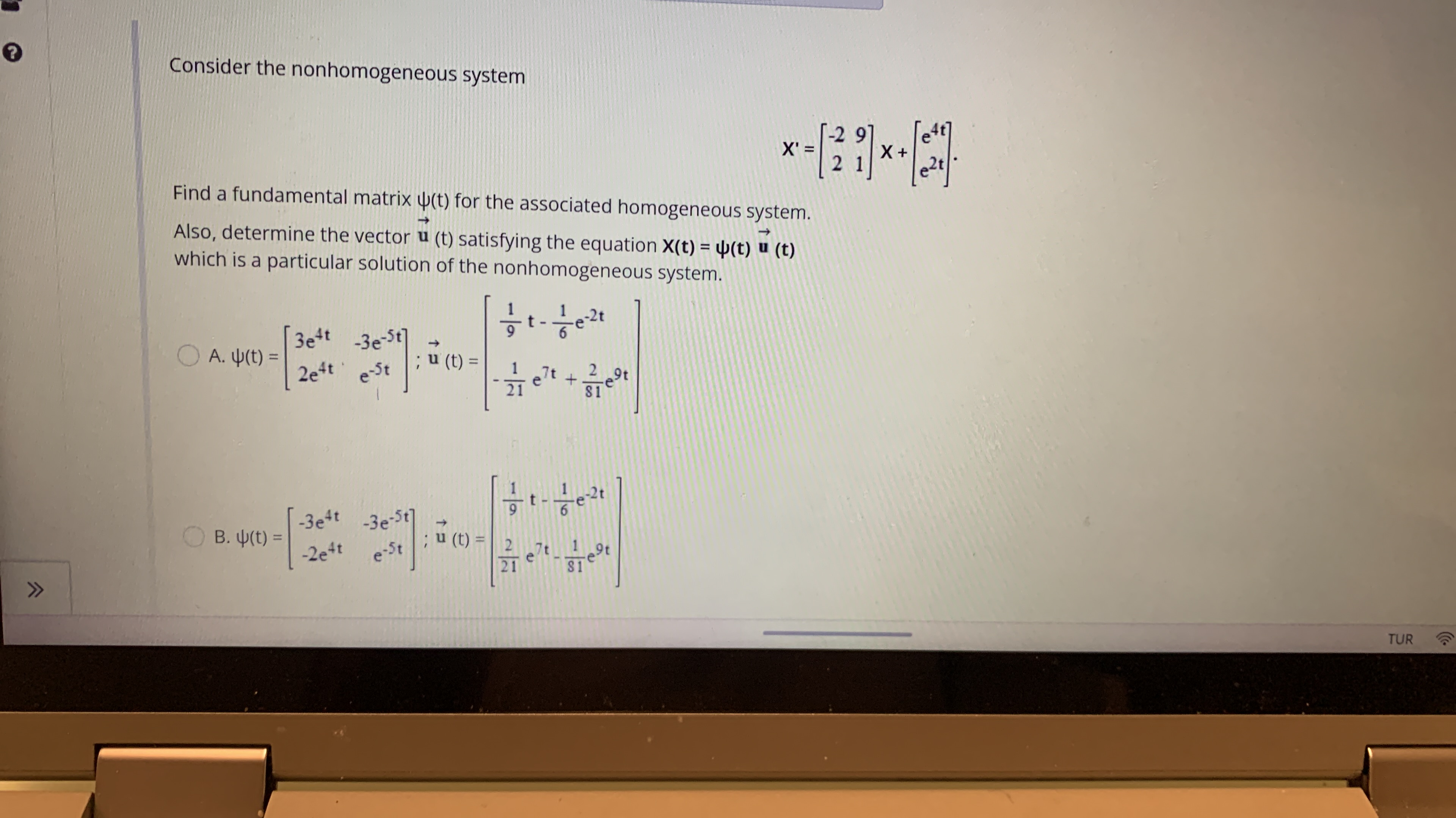 Solved Consider the nonhomogeneous system | Chegg.com