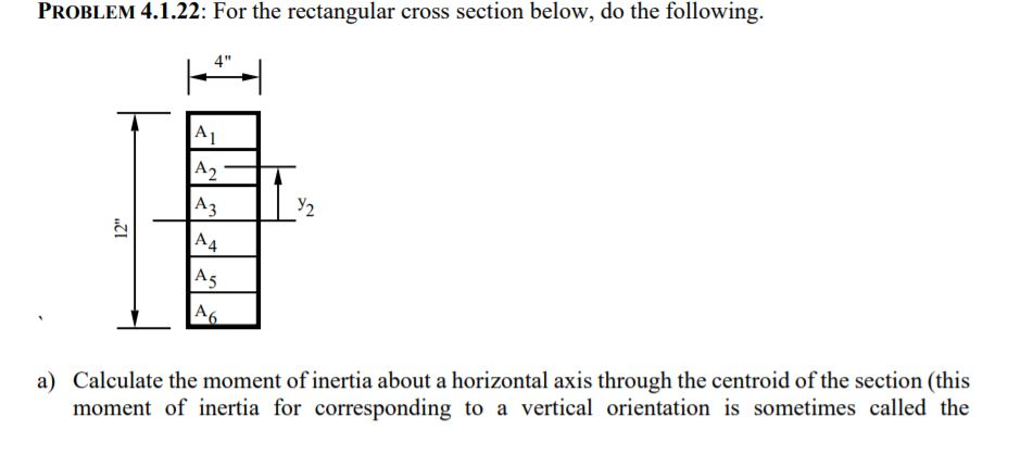 Solved PROBLEM 4.1.22: For the rectangular cross section | Chegg.com