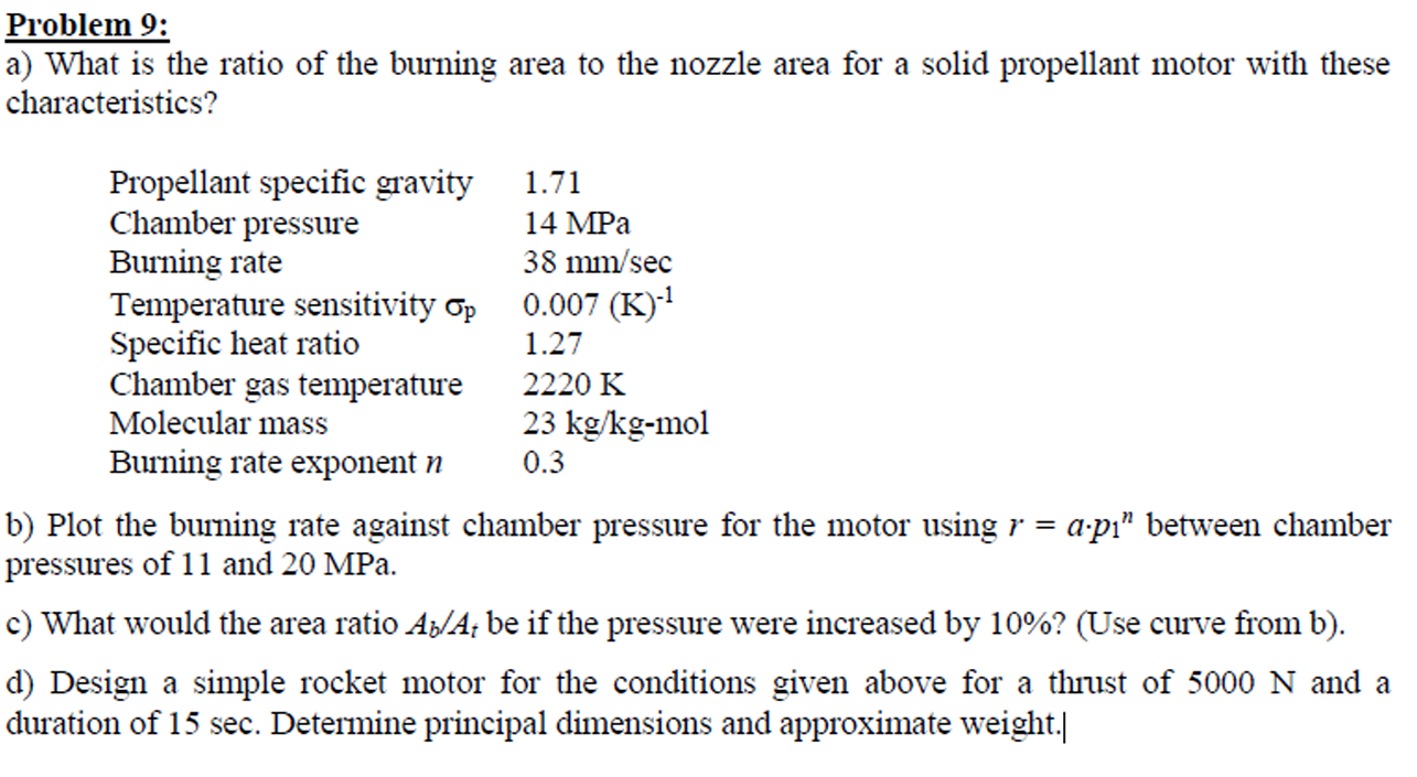 Solved Problem 9: a) What is the ratio of the burning area | Chegg.com