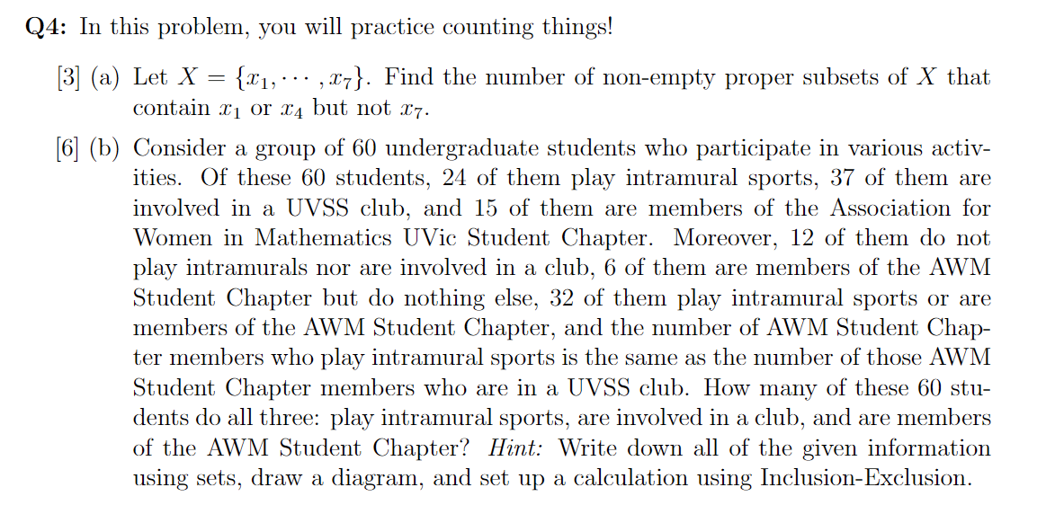 Solved Q4: In this problem, you will practice counting | Chegg.com