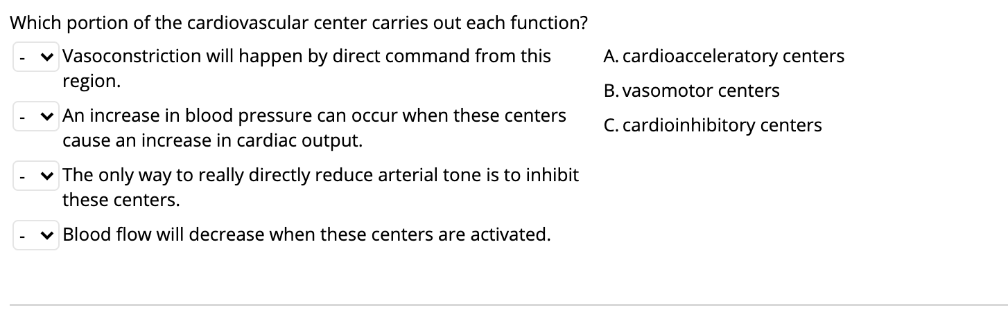 Solved Which portion of the cardiovascular center carries | Chegg.com