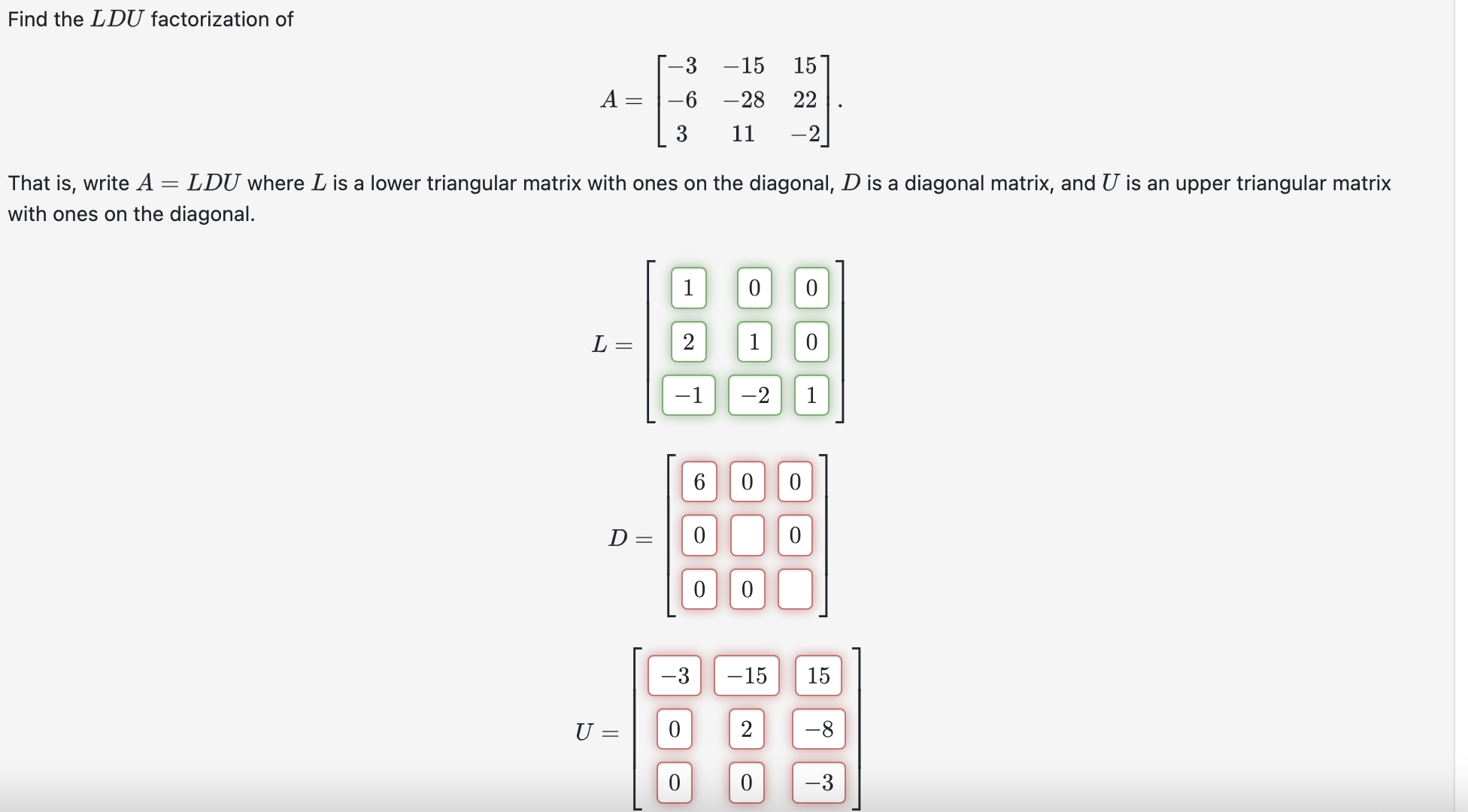 Solved Find the LDU factorization | Chegg.com