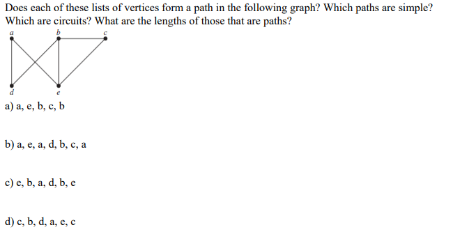 Solved Does each of these lists of vertices form a path in | Chegg.com