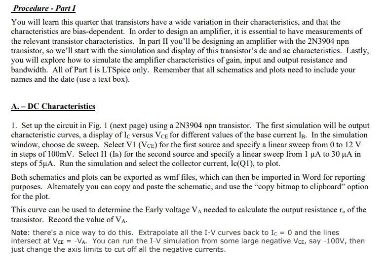 Procedure - Part II This part involves | Chegg.com