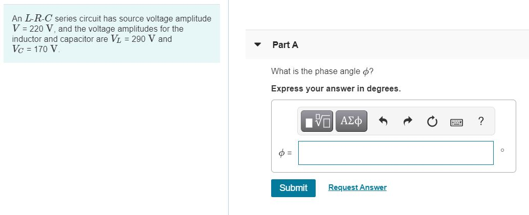 Solved An L-R-C series circuit has source voltage amplitude | Chegg.com