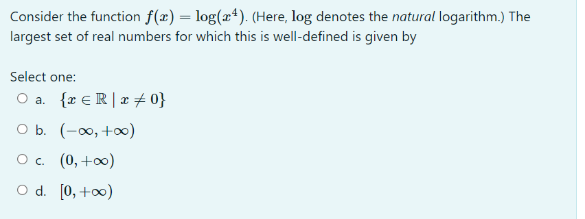 Solved Consider the function f(x) = log(x4). (Here, log | Chegg.com