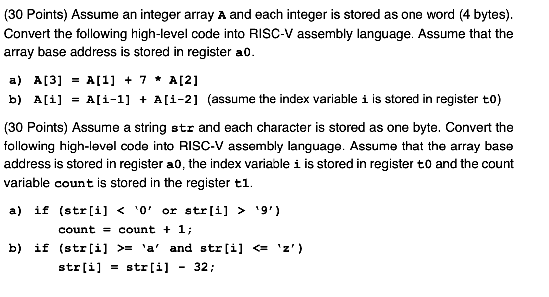 Solved (30 Points) Assume an integer array A and each | Chegg.com