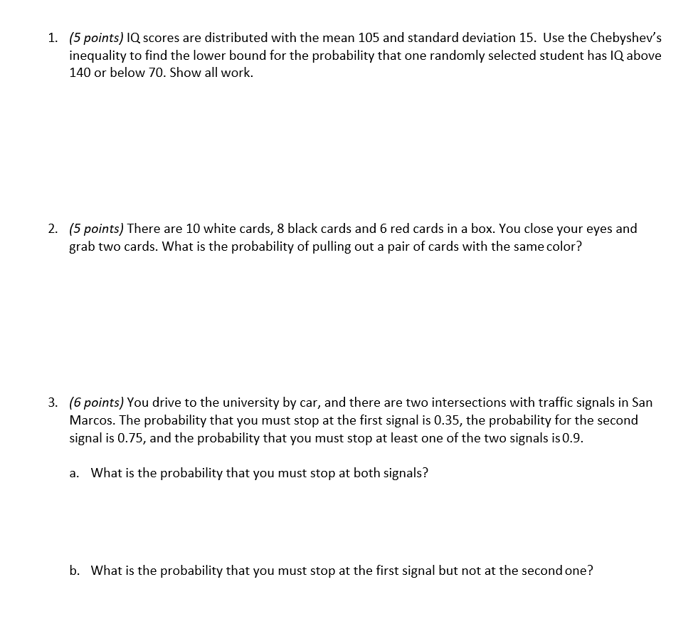 Solved 1. (5 points) IQ scores are distributed with the mean | Chegg.com