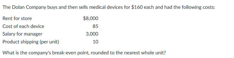 Solved The Dolan Company buys and then sells medical devices | Chegg.com