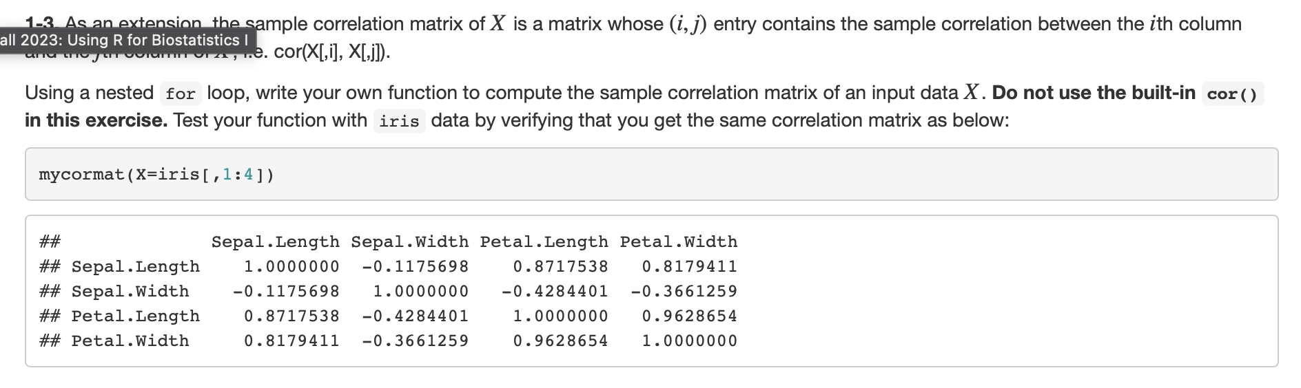 Solved 1-3_As_an extension the sample correlation matrix of | Chegg.com