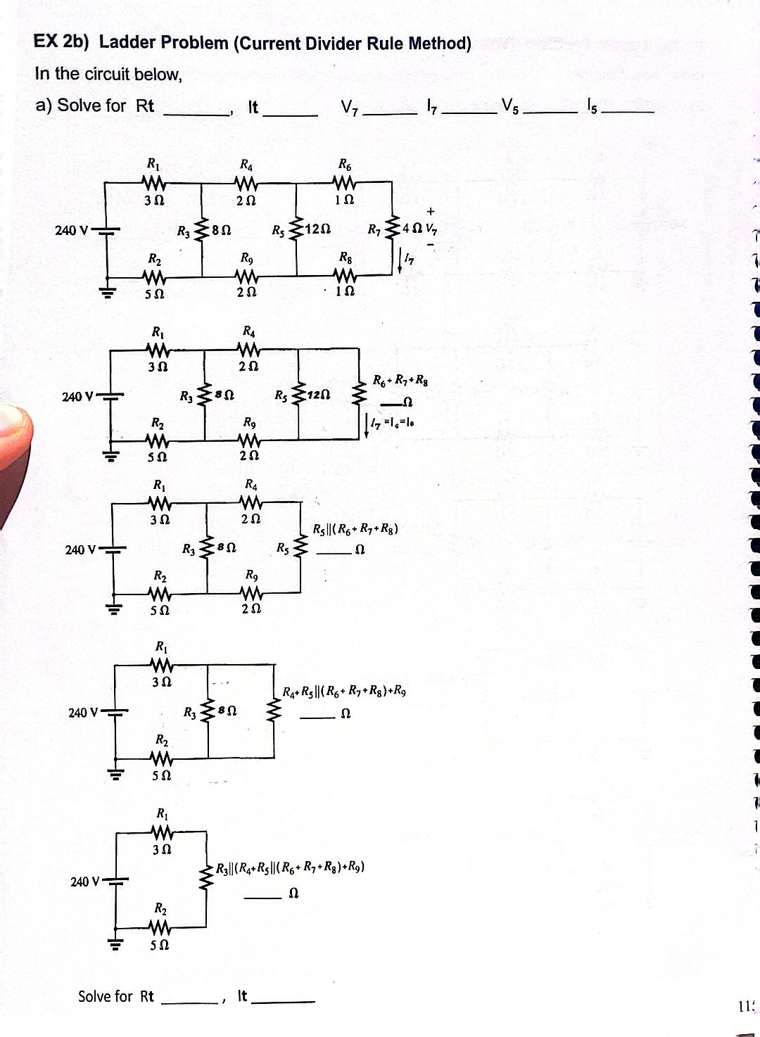 Solved EX 2b) Ladder Problem (Current Divider Rule Method) | Chegg.com