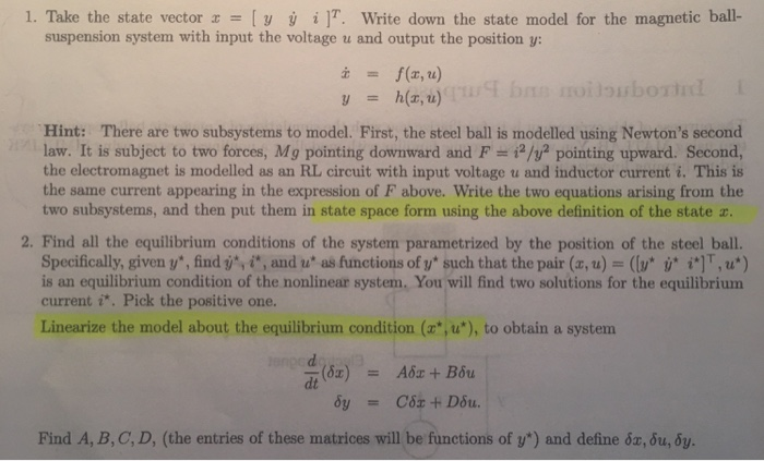 Solved Electromagnet MSteel ball Mg Figure 1: block diagram | Chegg.com