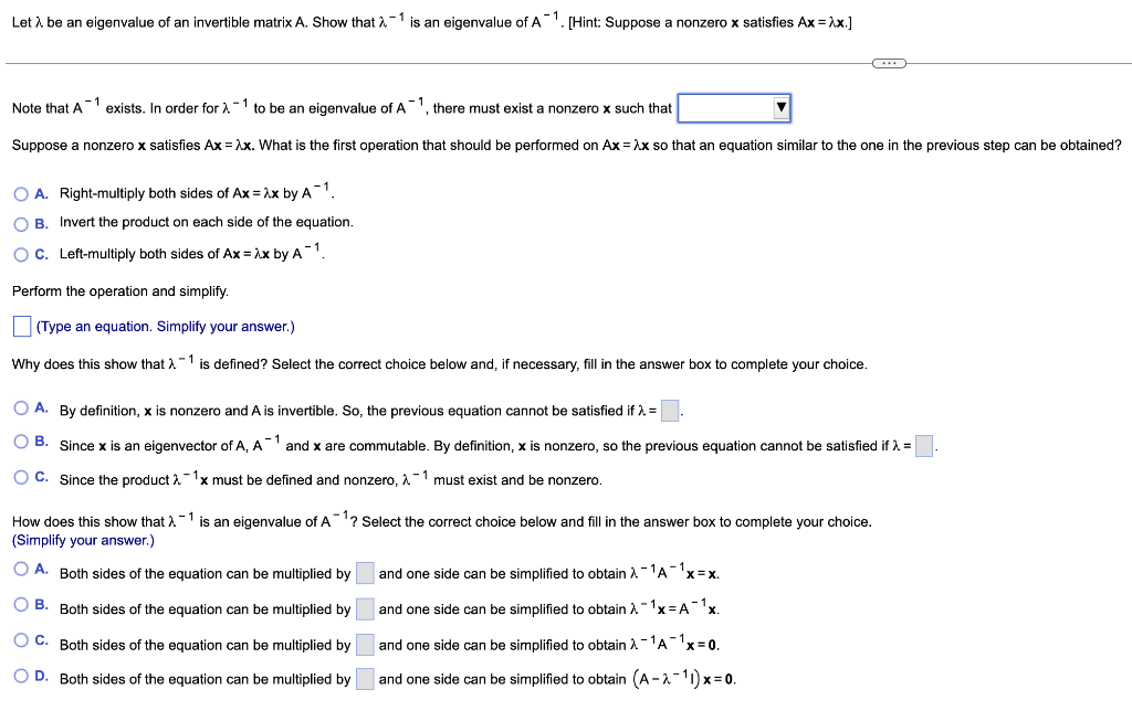 Solved Let . be an eigenvalue of an invertible matrix A. | Chegg.com