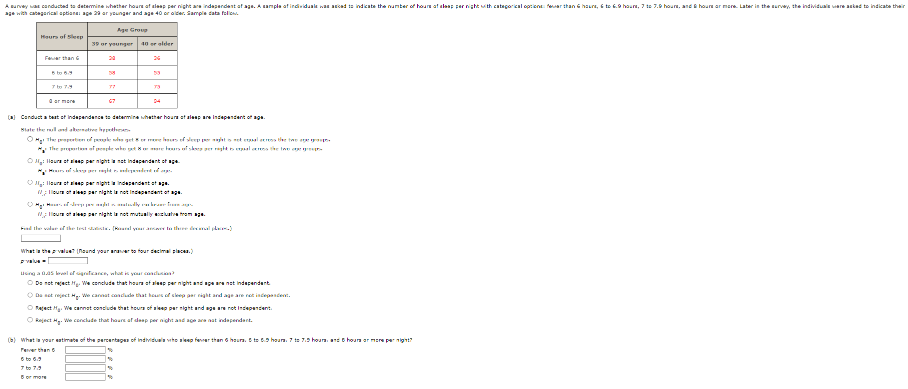 Solved age with categorical options: age 39 ﻿or younger and | Chegg.com