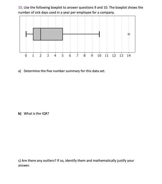Solved 10, Use the following boxplot to answer questions 9 | Chegg.com
