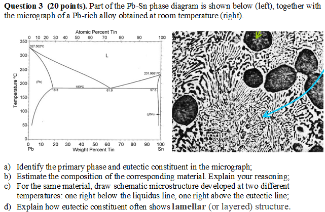 Solved Question 3 (20 points). Part of the Pb-Sn phase | Chegg.com
