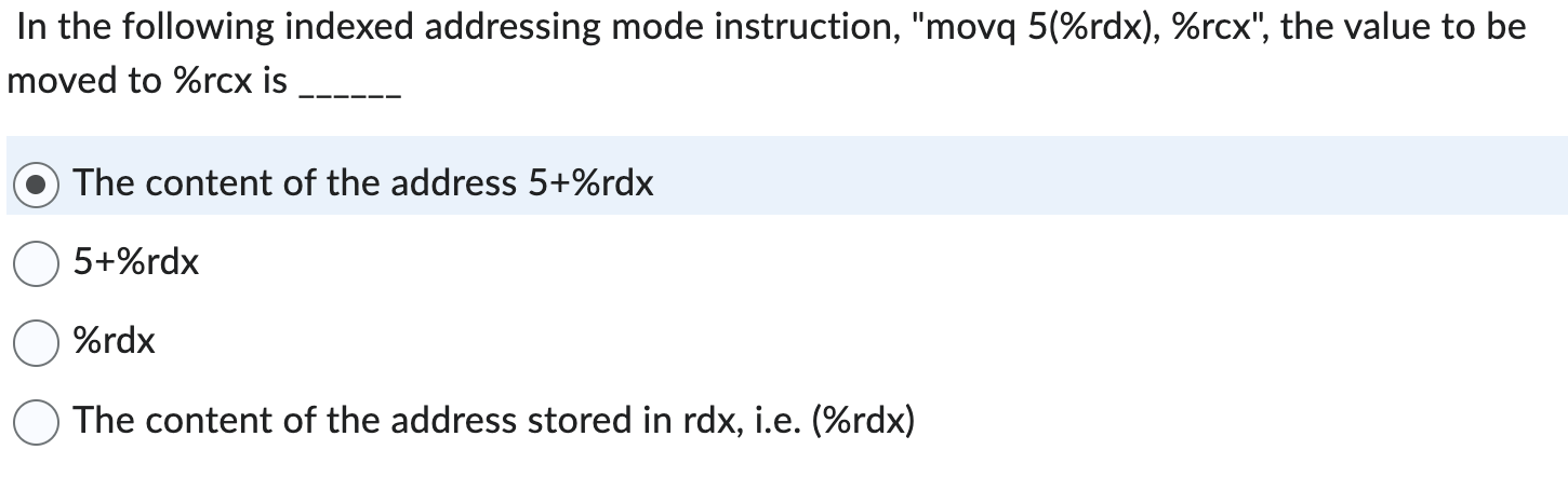 Solved In the following indexed addressing mode instruction, | Chegg.com