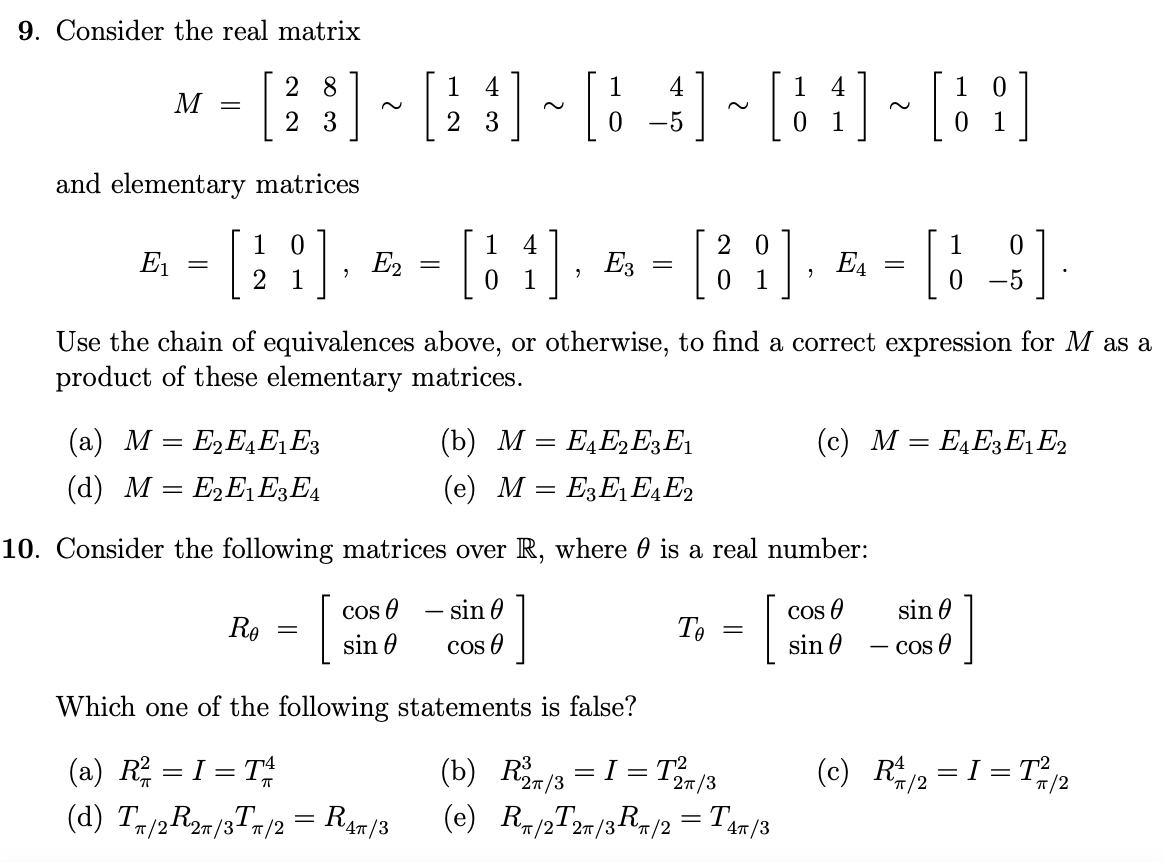 Solved 9. Consider the real matrix M = [ 3 ] - [] - [5 _$] - | Chegg.com