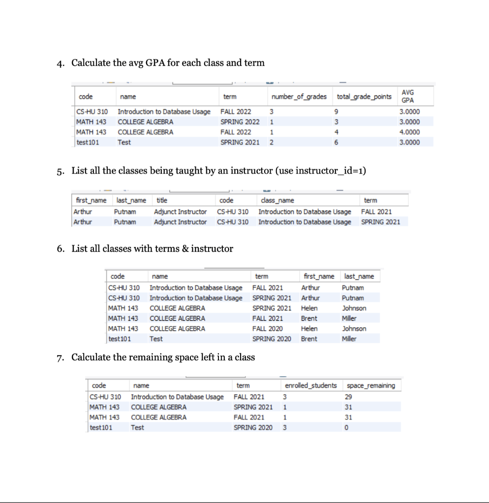 Solved SQL Reporting Step 7: For each of “reports” below | Chegg.com