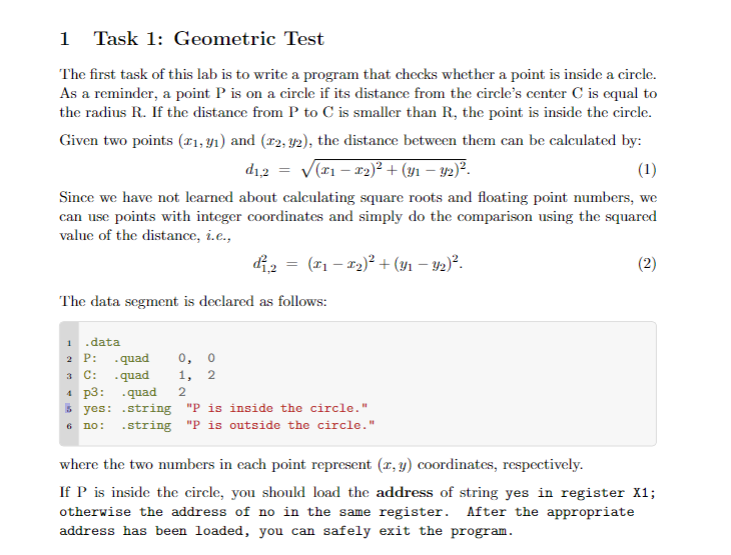 The first task of this lab is to write a program that | Chegg.com