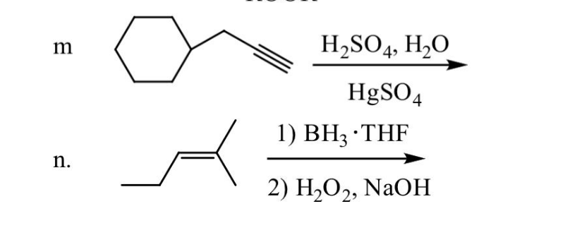 Solved m H2SO4, H2O HgSO4 1) BHz ·THF n. 2) H2O2, NaOH | Chegg.com