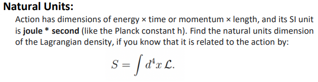 Solved Natural Units: Action has dimensions of energy x time | Chegg.com