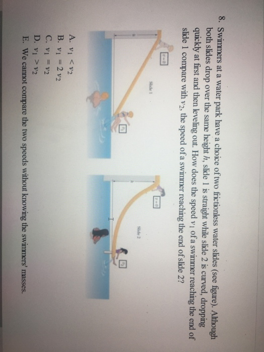 Solved 8. Swimmers at a water park have a choice of two | Chegg.com