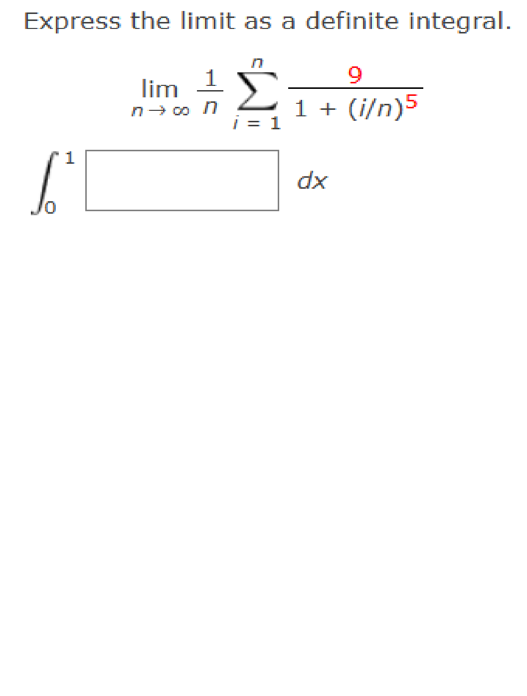 Solved Express the limit as a definite | Chegg.com