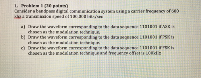 Solved Consider a bandpass digital communication system | Chegg.com