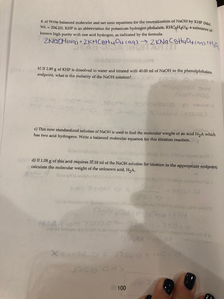 Solved 4. a) Write balanced molecular and net ionic | Chegg.com