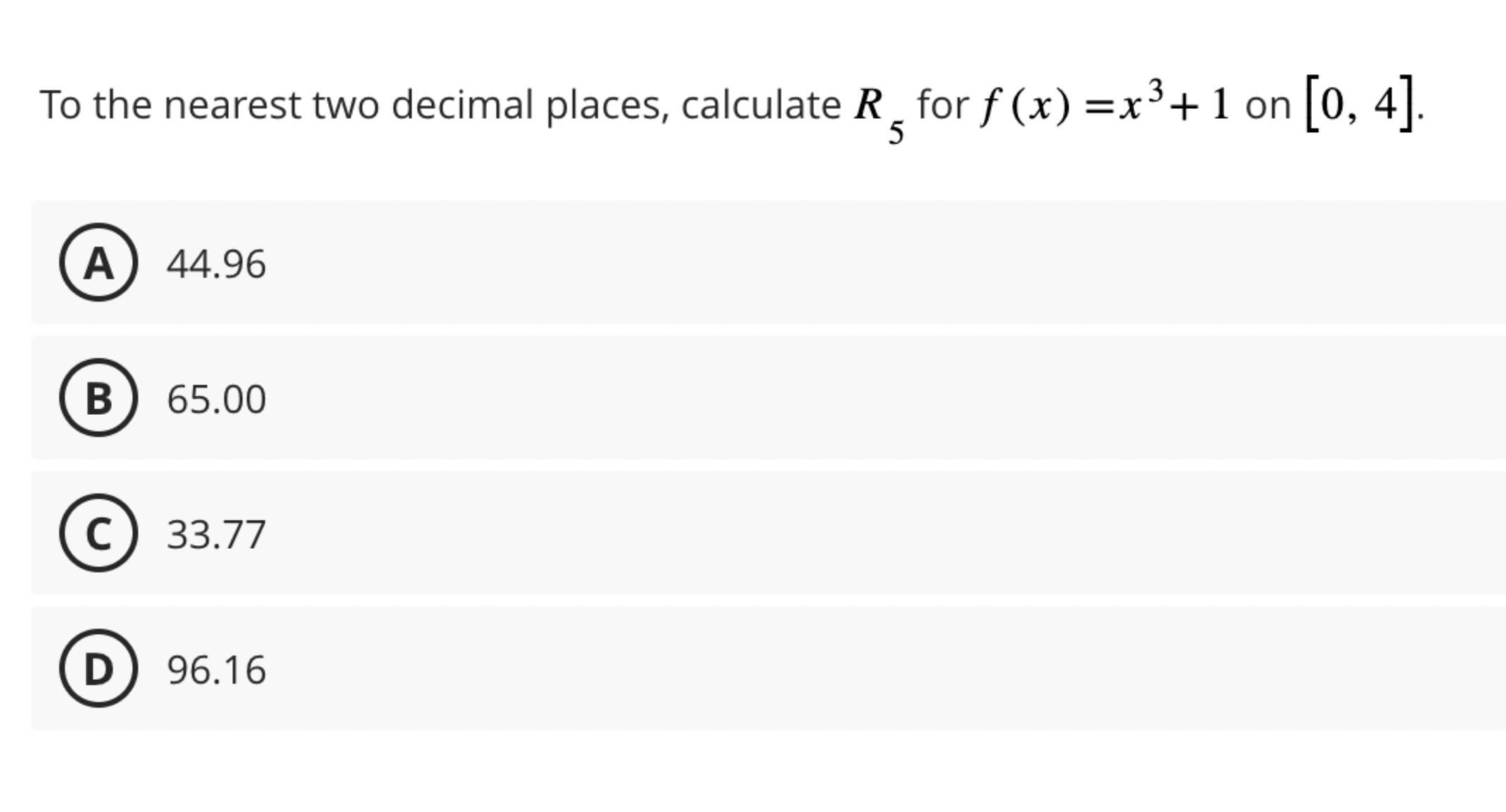 Solved To the nearest two decimal places, calculate R5 ﻿for | Chegg.com