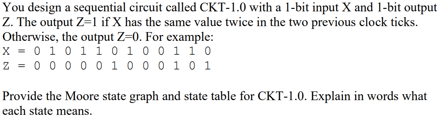 Solved You design a sequential circuit called CKT-1.0 with a | Chegg.com