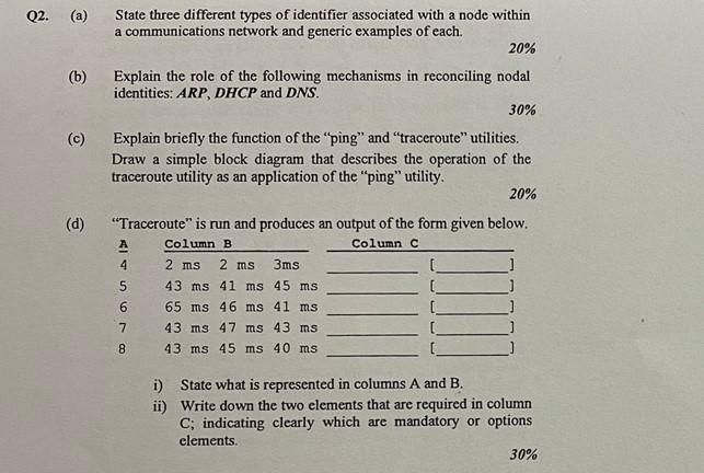 Solved 2. (a) State three different types of identifier | Chegg.com