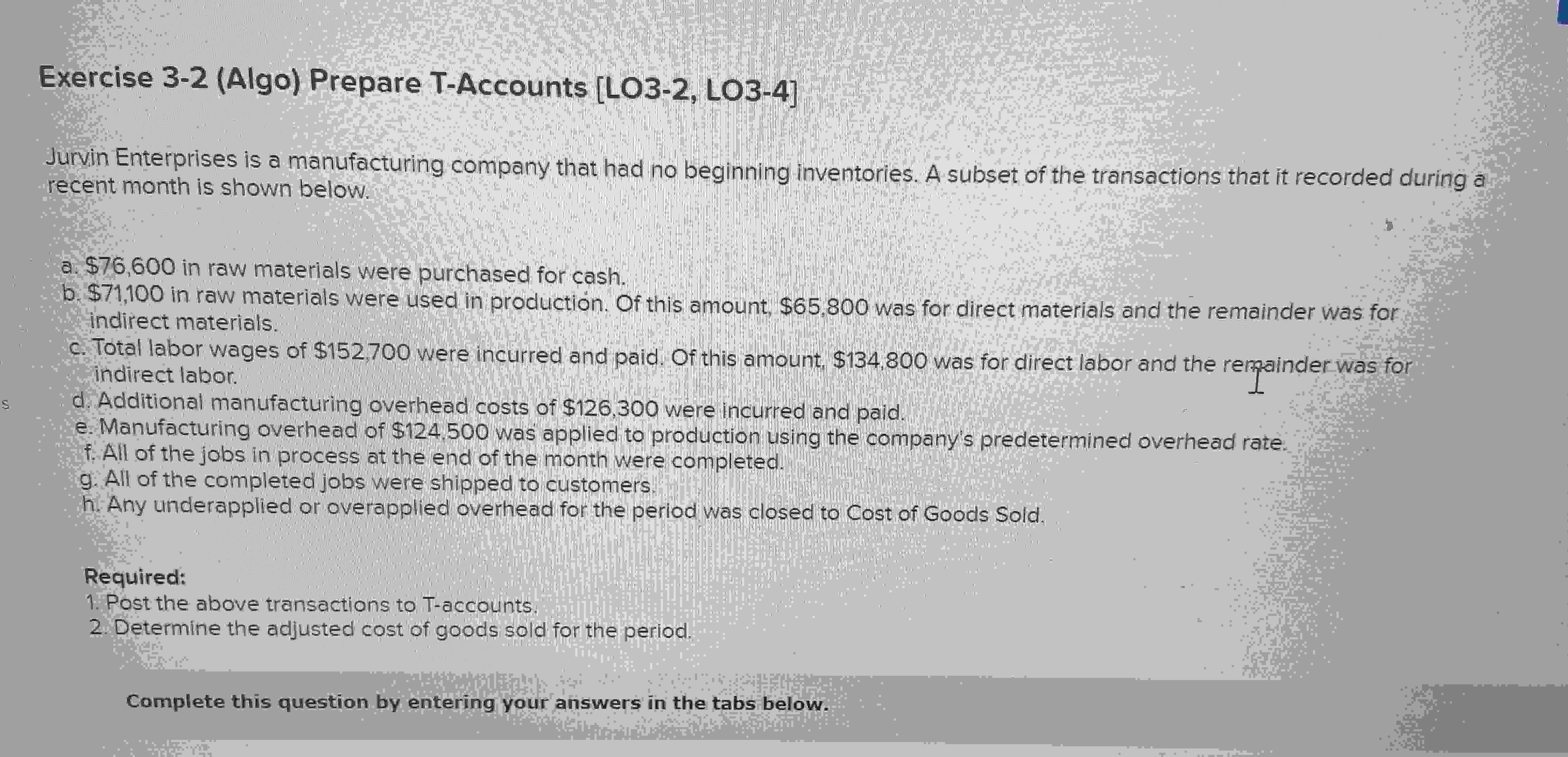 Solved Exercise 3-2 (Algo) ﻿Prepare T-Accounts [LO3-2, | Chegg.com
