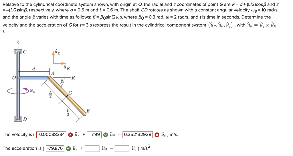 Solved Relative to the cylindrical coordinate system shown, | Chegg.com