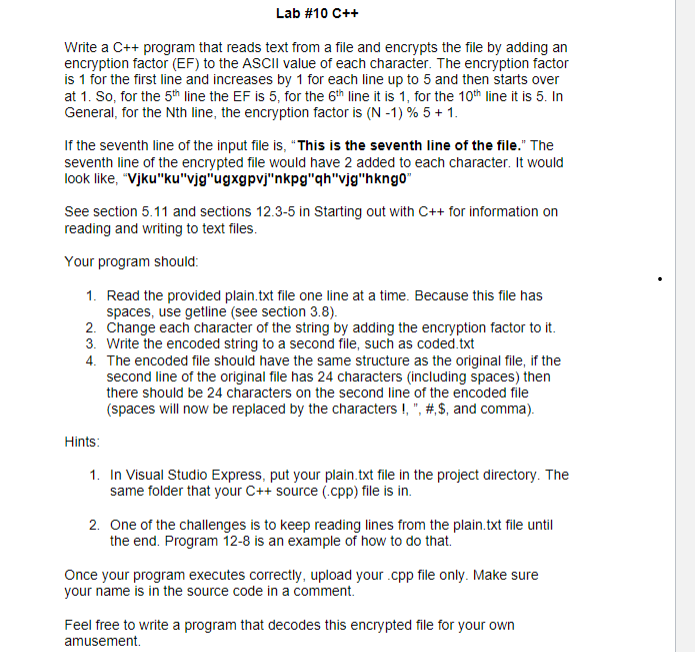 Solved Lab #10 C++ Write a C++ program that reads text from | Chegg.com