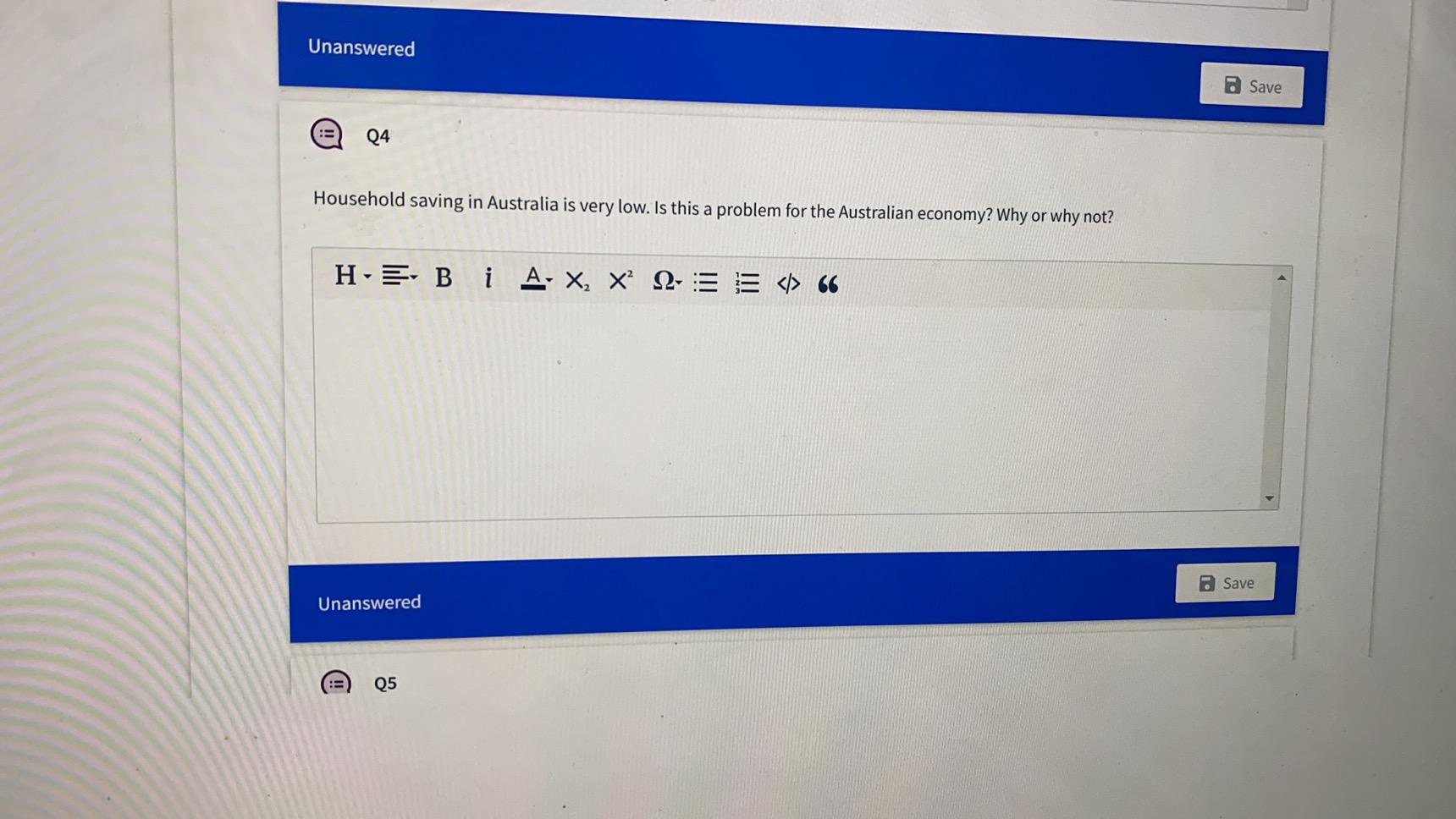 Solved Unanswered Save Q4 Household saving in Australia is | Chegg.com