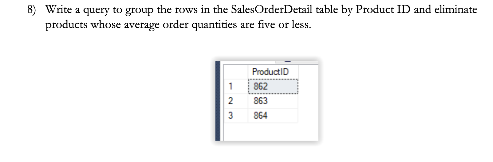 Solved 1) Write a query that groups the Sales OrderDetail | Chegg.com