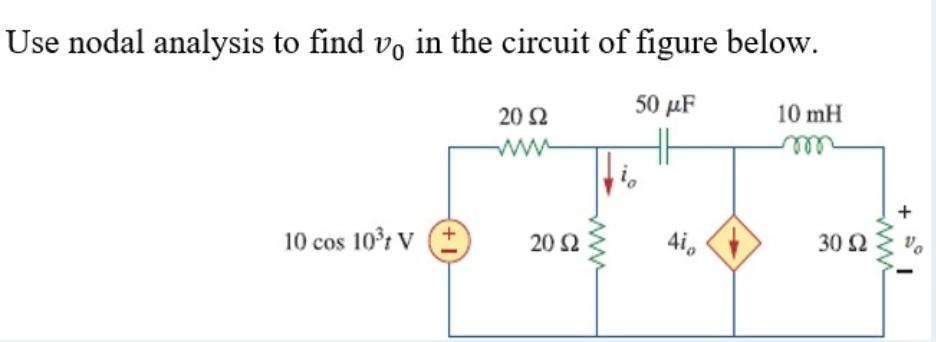 Solved Use nodal analysis to find v0 in the circuit of | Chegg.com