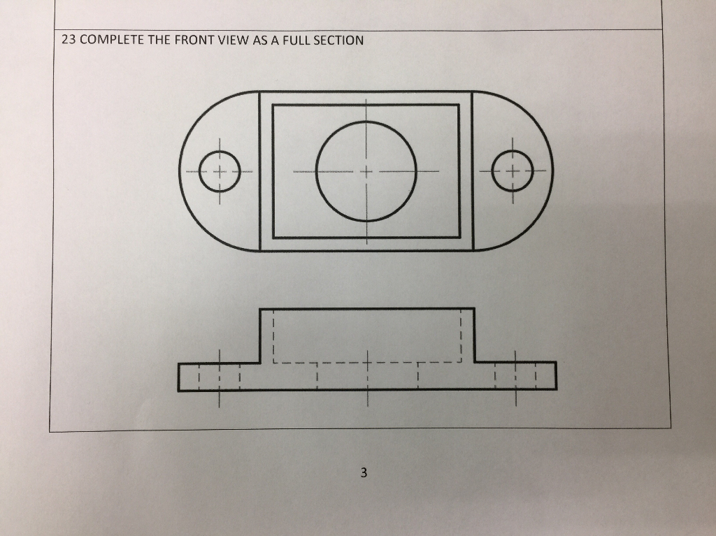 Solved 23 COMPLETE THE FRONT VIEW AS A FULL SECTION 3 | Chegg.com
