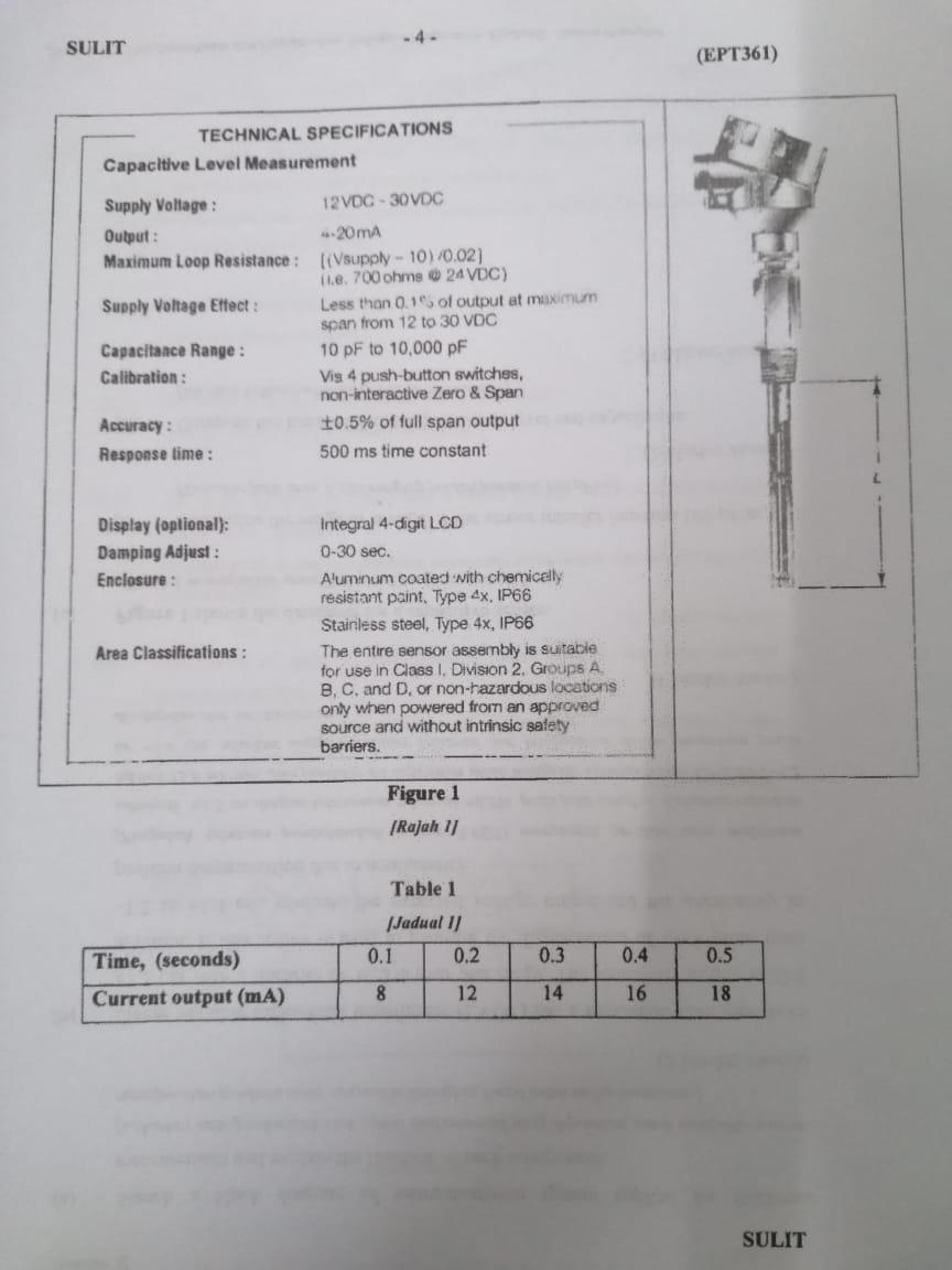 Solved (c) Figure 1 shows the datasheet for a capacitive | Chegg.com
